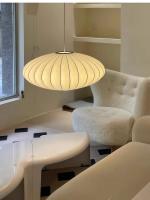 China JYLIGHTING Mid-Century Saucer Pendant Light, Iron Frame & Faux Silk Shade Soft Glow Hanging Lamp for Dining & Living Room for sale