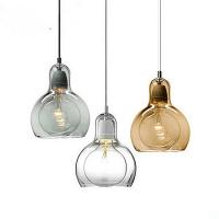 China JYLIGHTING Modern Double-Walled Glass Pendant Light, Iron Socket Bulb-Shaped Hanging Lamp for Kitchen Island & Dining Bar for sale