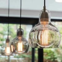 China JYLIGHTING Modern Double-Walled Glass Pendant Light, Iron Socket Bulb-Shaped Hanging Lamp for Kitchen Island & Dining Bar for sale