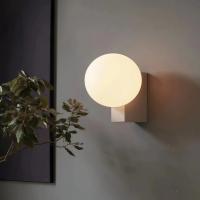 China JYLIGHTING Minimalist Iron & Opal Glass Wall/Table Lamp, Dimmable Globe Light with Dusty Pink Base for Bedroom & Living Room for sale