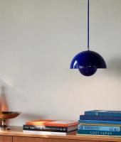 China JYLIGHTING Glossy Cobalt Blue Iron Flowerpot Pendant Light, Modern Mid-Century Hanging Lamp for Kitchen & Dining Room for sale