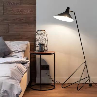 China JYLIGHTING Mid-Century Black Floor Lamp, Painted Iron & Brass Accent Adjustable Task Light for Living Room & Office for sale
