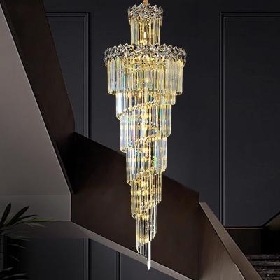 China Modern Luxury Hotel Lobby Crystal Ceiling Chandelier Villa Living Room Loft Staircase Chandelier Pendant Light for sale