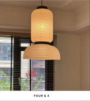 China JYLIGHTING Modern Japanese Style Paper Pendant Light, Iron Framed White Ribbed Hanging Lamp for Living Room & Bedroom for sale