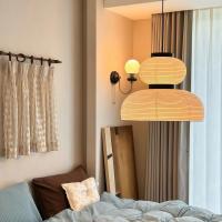 China JYLIGHTING Modern Japanese Style Paper Pendant Light, Iron Framed White Ribbed Hanging Lamp for Living Room & Bedroom for sale