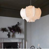 China JYLIGHTING Modern Organic-Shape Pendant Light, Iron Frame & Artificial Silk Shade, Soft Glow Hanging Lamp for Bedroom & Living Room for sale