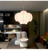 China JYLIGHTING Modern Organic-Shape Pendant Light, Iron Frame & Artificial Silk Shade, Soft Glow Hanging Lamp for Bedroom & Living Room for sale