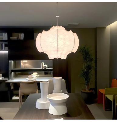 China JYLIGHTING Modern Organic-Shape Pendant Light, Iron Frame & Artificial Silk Shade, Soft Glow Hanging Lamp for Bedroom & Living Room for sale