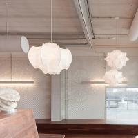 China JYLIGHTING Modern Organic-Shape Pendant Light, Iron Frame & Artificial Silk Shade, Soft Glow Hanging Lamp for Bedroom & Living Room for sale