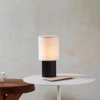 China JYLIGHTING Ribbed Aluminum & Linen Shade Table Lamp, Minimalist Cylindrical Desk Light for Bedroom & Living Room for sale