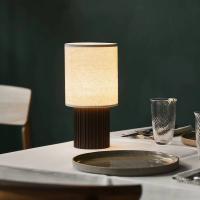 China JYLIGHTING Ribbed Aluminum & Linen Shade Table Lamp, Minimalist Cylindrical Desk Light for Bedroom & Living Room for sale