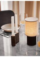 China JYLIGHTING Ribbed Aluminum & Linen Shade Table Lamp, Minimalist Cylindrical Desk Light for Bedroom & Living Room for sale