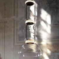 China JYLIGHTING Modern Tiered Glass & Iron LED Pendant Light, Clear Cylinder & Dome Shade Hanging Lamp for Living Room for sale