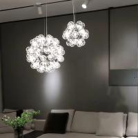 China JYLIGHTING Modern Globe Chandelier, Stainless Steel Frame with Clear Glass Bulbs, Spherical Pendant Light for Living Room & Foyer for sale