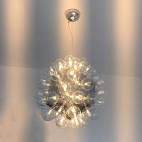 China JYLIGHTING Modern Globe Chandelier, Stainless Steel Frame with Clear Glass Bulbs, Spherical Pendant Light for Living Room & Foyer for sale