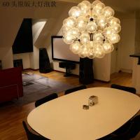 China JYLIGHTING Modern Globe Chandelier, Stainless Steel Frame with Clear Glass Bulbs, Spherical Pendant Light for Living Room & Foyer for sale