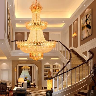 China Luxury Living Room Crystal Pendant Lamp Hotel Lobby Exhibition Hall Pendant Crystal Chandelier for sale