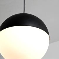 China JYLIGHTING Nordic Black Iron & Glass Globe Pendant Light, Half-Moon Shade LED Hanging Lamp for Kitchen & Bedroom for sale