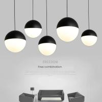China JYLIGHTING Nordic Black Iron & Glass Globe Pendant Light, Half-Moon Shade LED Hanging Lamp for Kitchen & Bedroom for sale