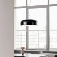 China JYLIGHTING Glossy Black Aluminum Disc Pendant Light, Modern Wide Dome Hanging Lamp for Dining & Living Room for sale