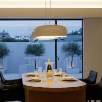 China JYLIGHTING Glossy Black Aluminum Disc Pendant Light, Modern Wide Dome Hanging Lamp for Dining & Living Room for sale