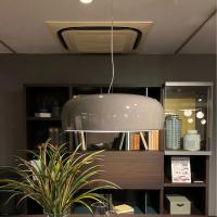 China JYLIGHTING Glossy Black Aluminum Disc Pendant Light, Modern Wide Dome Hanging Lamp for Dining & Living Room for sale