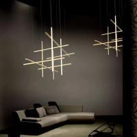 China JYLIGHTING Modern Gold Aluminum & Silicone Linear Pendant Light, Abstract Geometric LED Hanging Lamp for Living Room & Foyer for sale