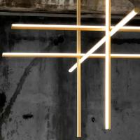 China JYLIGHTING Modern Gold Aluminum & Silicone Linear Pendant Light, Abstract Geometric LED Hanging Lamp for Living Room & Foyer for sale