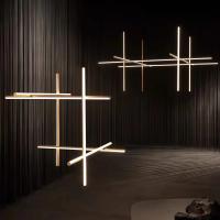 China JYLIGHTING Modern Gold Aluminum & Silicone Linear Pendant Light, Abstract Geometric LED Hanging Lamp for Living Room & Foyer for sale