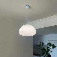 China JYLIGHTING Nordic Opal Glass Dome Pendant Light, Soft Glow White Half-Moon Hanging Lamp for Kitchen & Living Room for sale