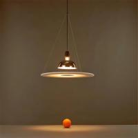 China JYLIGHTING Modern Carbon Steel & Acrylic Pendant Light, Double-Layer Disc Hanging Lamp with Reflective Dome for Dining & Living Room for sale
