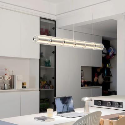China JYLIGHTING Modern Linear Pendant Light, Aluminum & Cast Glass Tube Hanging Lamp for Dining Room & Kitchen Island for sale