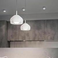 China JYLIGHTING Modern Iron & PVC Honeycomb Pendant Light, Dome-Shaped Perforated Hanging Lamp for Kitchen & Dining Room, 2 Colors Available for sale