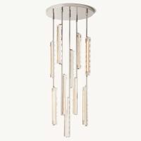 China JYLIGHTING Modern Contemporary Full Brass Crystal Pendant Light, Vertical Rod Cluster Fixture for Living Room & Entryway for sale