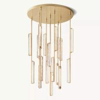 China JYLIGHTING Modern Contemporary Full Brass Crystal Pendant Light, Vertical Rod Cluster Fixture for Living Room & Entryway for sale