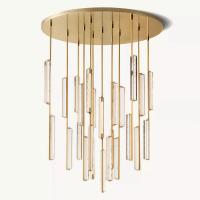 China JYLIGHTING Modern Contemporary Full Brass Crystal Pendant Light, Vertical Rod Cluster Fixture for Living Room & Entryway for sale