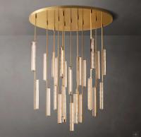 China JYLIGHTING Modern Contemporary Full Brass Crystal Pendant Light, Vertical Rod Cluster Fixture for Living Room & Entryway for sale