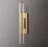 China JYLIGHTING Modern Full Brass & Crystal Wall Sconce, Linear Vertical LED Vanity Light for Bathroom, Bedroom & Living Room for sale