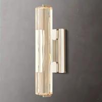 China JYLIGHTING Modern Full Brass & Crystal Wall Sconce, Linear Vertical LED Vanity Light for Bathroom, Bedroom & Living Room for sale