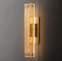 China JYLIGHTING Modern Full Brass & Crystal Wall Sconce, Linear Vertical LED Vanity Light for Bathroom, Bedroom & Living Room for sale