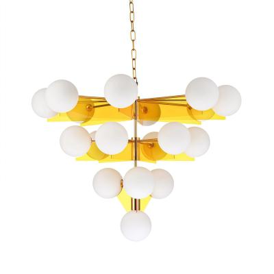 China JYLIGHTING Modern Contemporary Tiered Chandelier, Carbon Steel & Acrylic Globe Fixture for Foyer & Bedroom for sale
