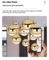 China JYLIGHTING Mirror Chrome Glass Globe Pendant Light, 3-Size Electroplated Silver Spherical Hanging Lamp for Kitchen Island, Dining Table & Bar Counter for sale
