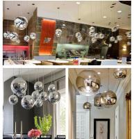 China JYLIGHTING Mirror Chrome Glass Globe Pendant Light, 3-Size Electroplated Silver Spherical Hanging Lamp for Kitchen Island, Dining Table & Bar Counter for sale