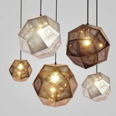 China JYLIGHTING Nordic Industrial Multi-size Stainless Steel Geometric Dodecahedron Pendant Light, Perforated Mesh Metal Hanging Lamp for Kitchen Island, Bar & Cafe Decor for sale