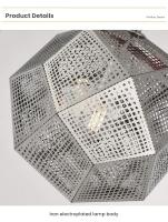 China JYLIGHTING Nordic Industrial Multi-size Stainless Steel Geometric Dodecahedron Pendant Light, Perforated Mesh Metal Hanging Lamp for Kitchen Island, Bar & Cafe Decor for sale