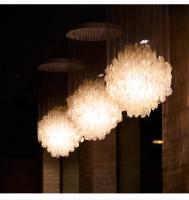 China JYLIGHTING Modern Tiered Capiz Shell Ceiling Light, Iron Linked Chain Cascade Flush Fixture for Entryway & Dining Room Decor for sale