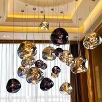 China JYLIGHTING Modern Marbled Swirl Glass Globe Pendant Lamp, Irregular Hand-blown Shade Hanging Fixture for Cafe & Bedroom Decor Lighting for sale