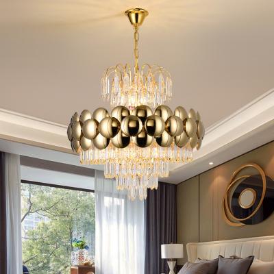 China American Style Gold LED Crystal Ball Chandelier for Restaurant Villa Hotel-Light Luxury for sale