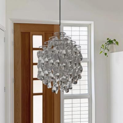 China JYLIGHTING Modern Tiered Spiral Chandelier, Iron Frame & White Acrylic Ribbon Hanging Fixture for Dining & Lobby for sale