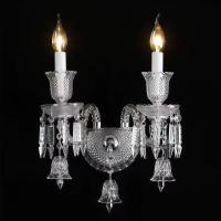 China JYLIGHTING Vintage 2-Head Crystal Wall Sconce, Cut Crystal & Fabric Shade Wall Light for Living Room & Hotel Decor for sale